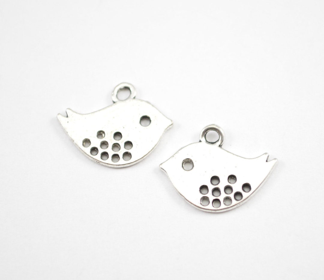 10 Silver Dove Charms, 16mm, Antique Silver Bird Charm, Bracelet Charm ...