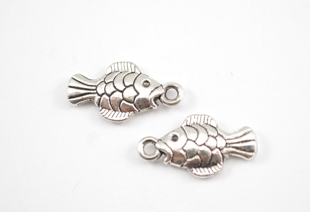 10 Silver Double Sided Fish With Scales Charms 19mm X 10mm - Etsy