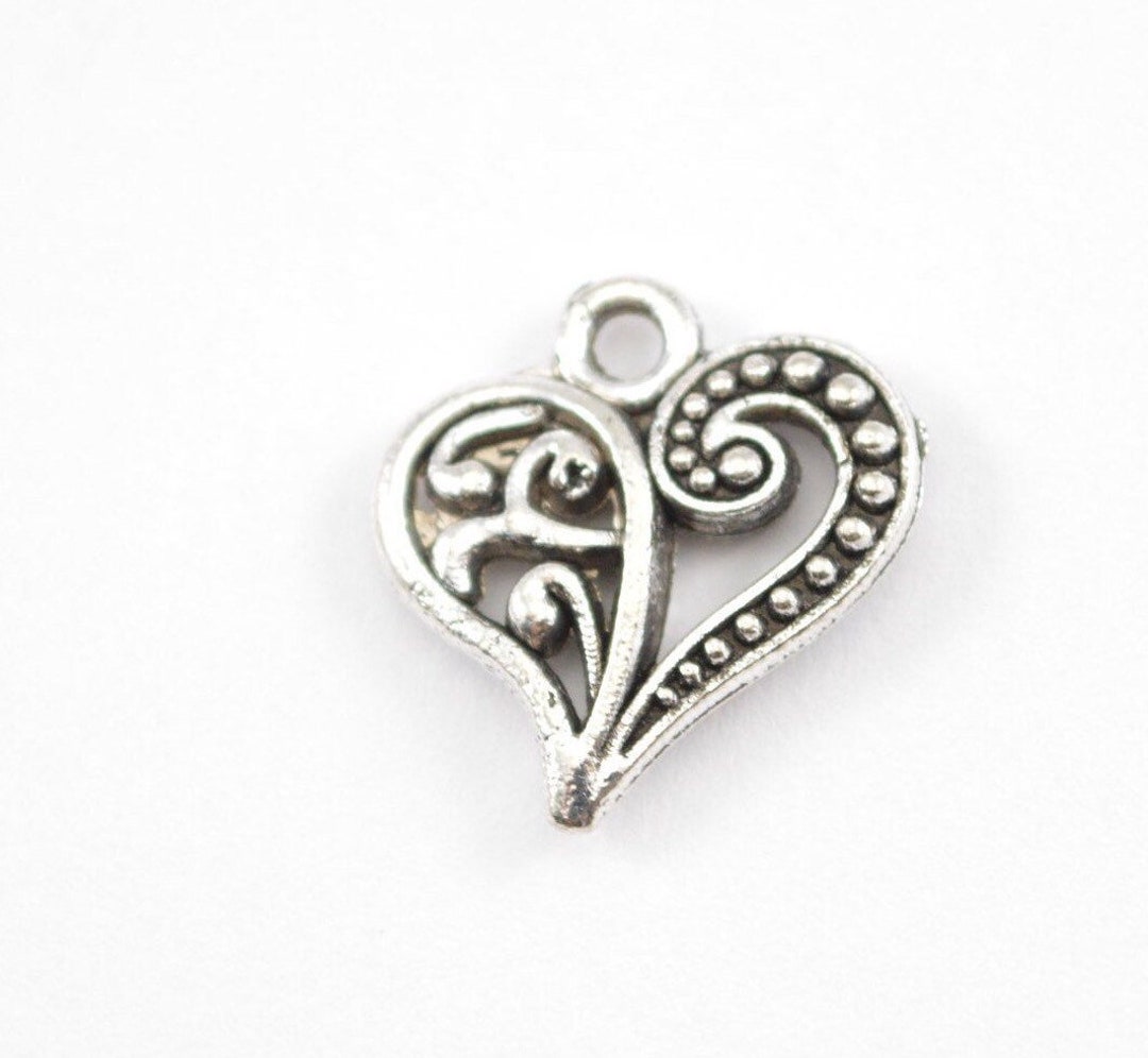 Silver Heart Charms 10pcs 15mm X 14mm Bracelet Charm Necklace Charm in ...