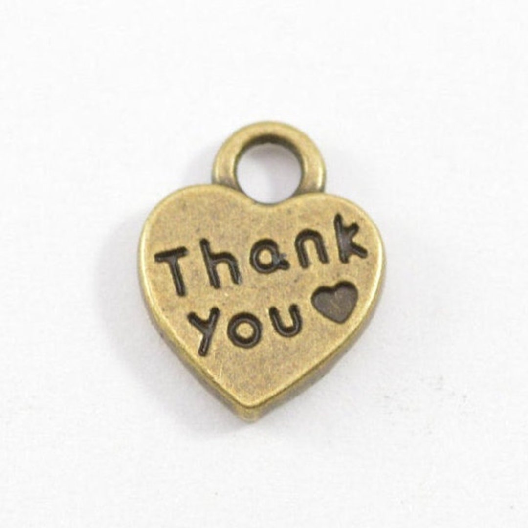 10 Bronze Thank You Charms - 10mm X 13mm - Antique Bronze Charm ...