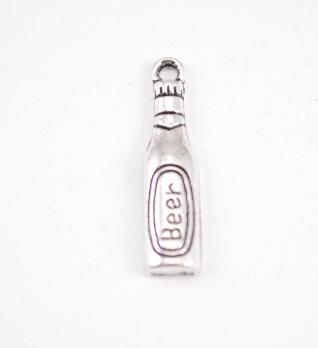 10 Silver Beer Bottle Charms - 24mm X 6mm Bracelet Charm - Necklace ...