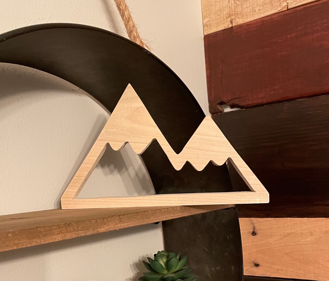 Unfinished Poplar Wood Mountain Sign, Mountain Artwork, Hiking Sign ...