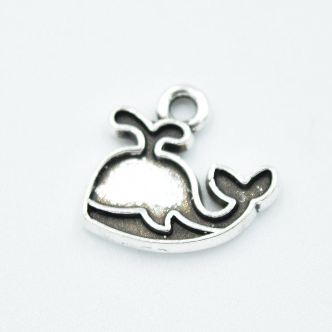 Whale Charms Silver 10pcs, 13mm X 14mm, Antique Silver Bracelet Charm ...