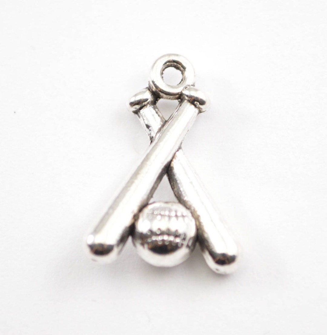 10 Antique Silver Baseball Bat Charms 19mm X 13mm Bulk Charms Sports ...