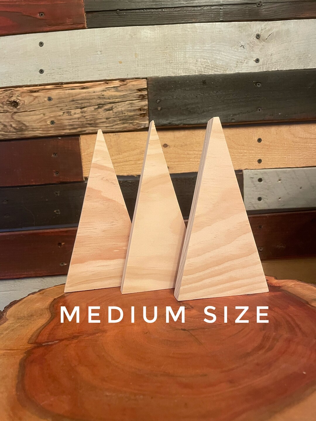 Set of 3 Solid Pinewood Trees, Unfinished Wood, Medium Tree Shapes ...