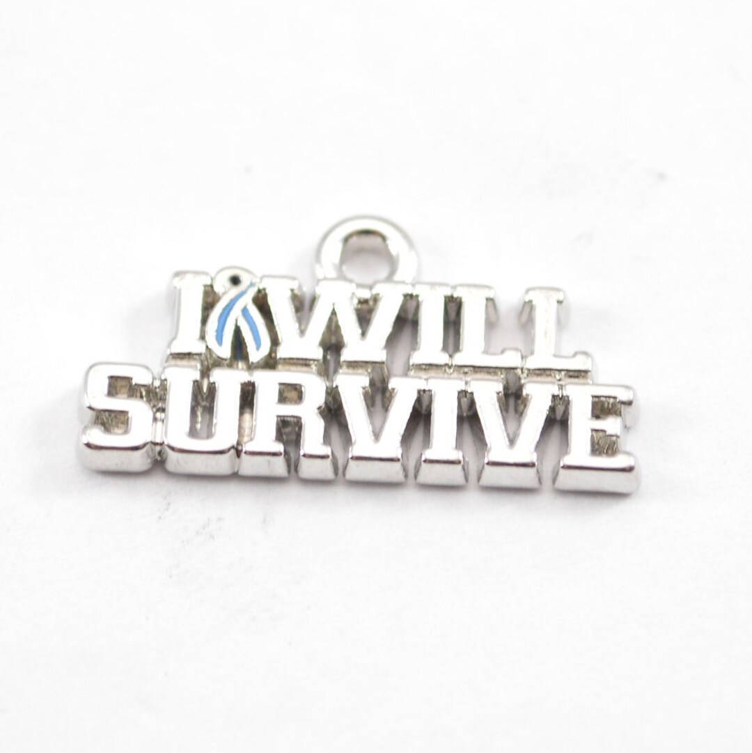 10 Silver I Will Survive Word Charms, 20mm X 12mm, SHIPS FROM USA ...