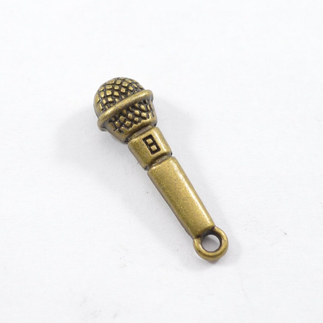 10 Bronze Microphone Charms,25mm X 7mm Antique Bronze Charm, Bracelet ...