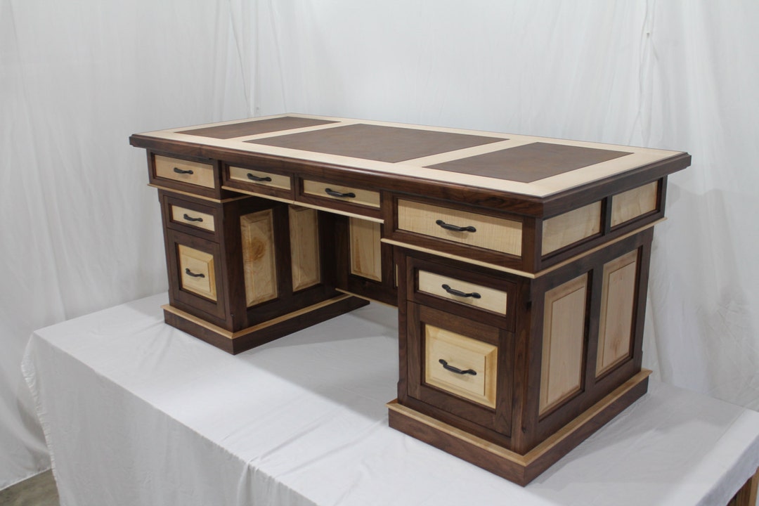 Contempory Desk, Custom, Walnut, Maple, Solid Wood - Etsy