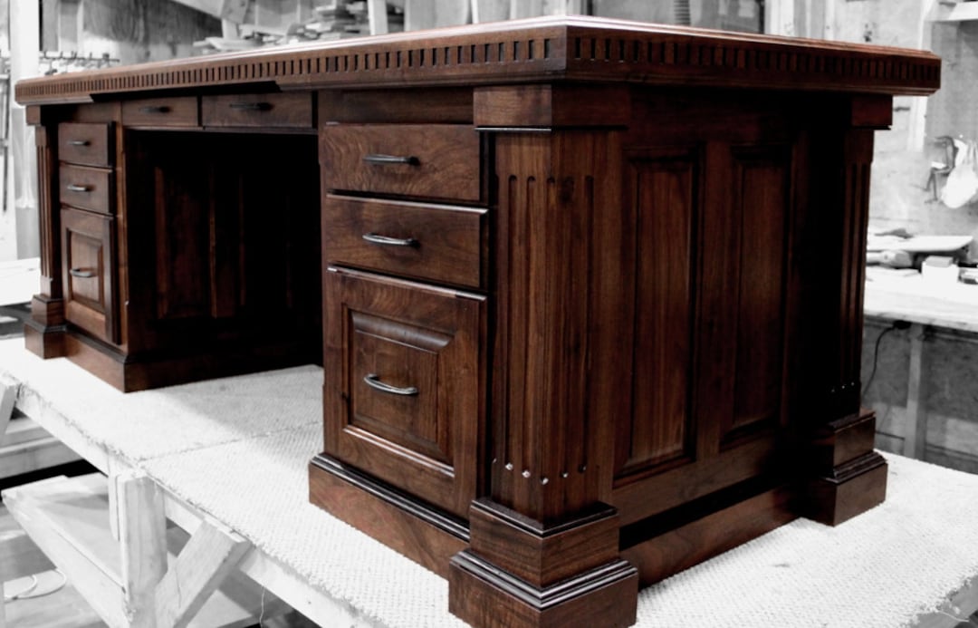 Executive Desk Custom Walnut Solid Wood Etsy