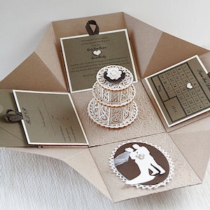 Kraft Wedding Invitation, Wedding Exploding Box Invitation, Vintage ...