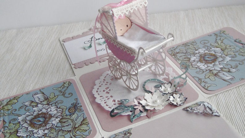 Baby Girl Shower Invitation Floral Baptism Exploding Box - Etsy