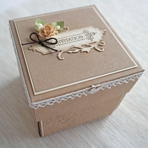 Vintage Wedding Invitation, Shabby Chic Wedding Exploding Box, Greenery ...