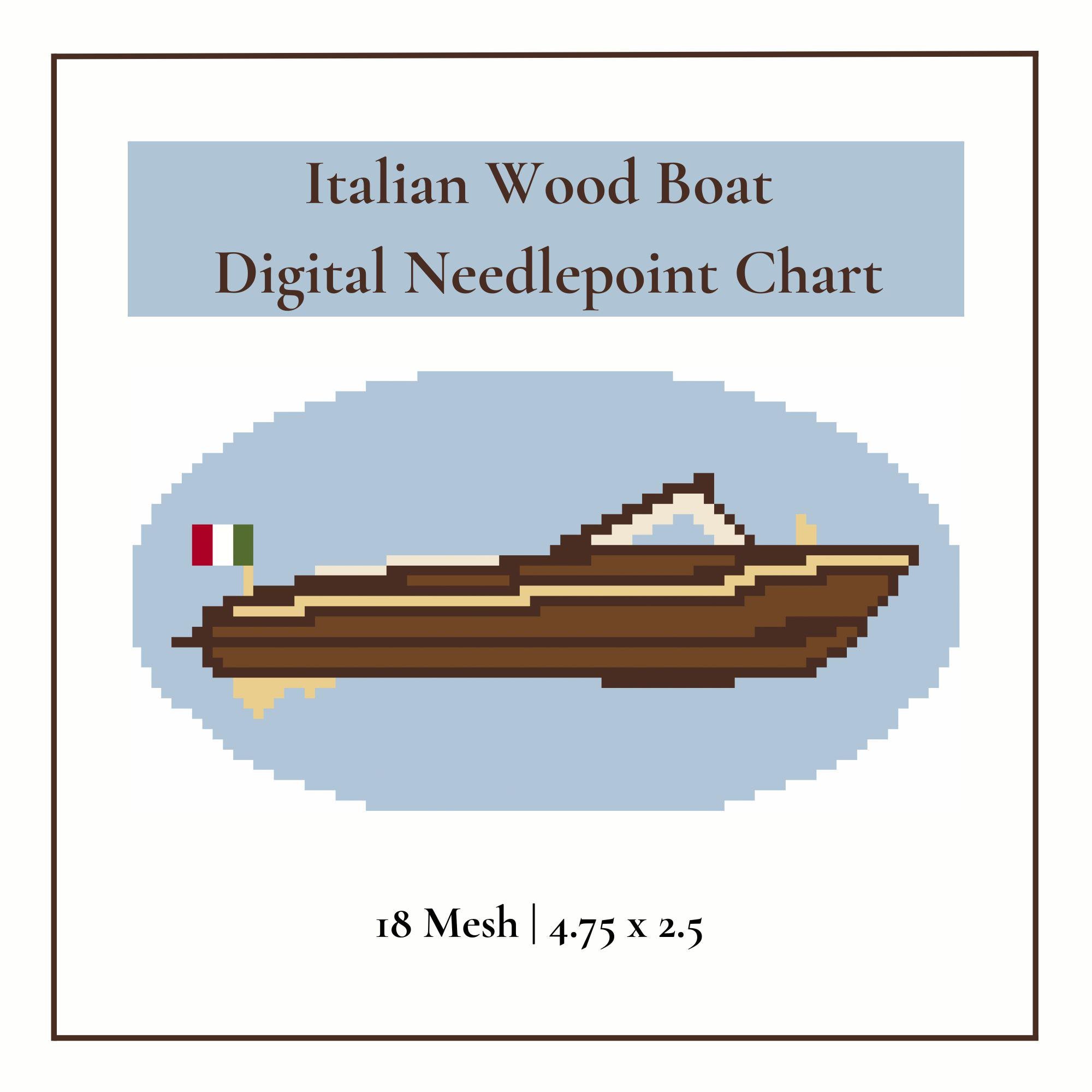 Italian Wood Boat Digital Needlepoint Chart | Wood Boat Stitch Guide ...