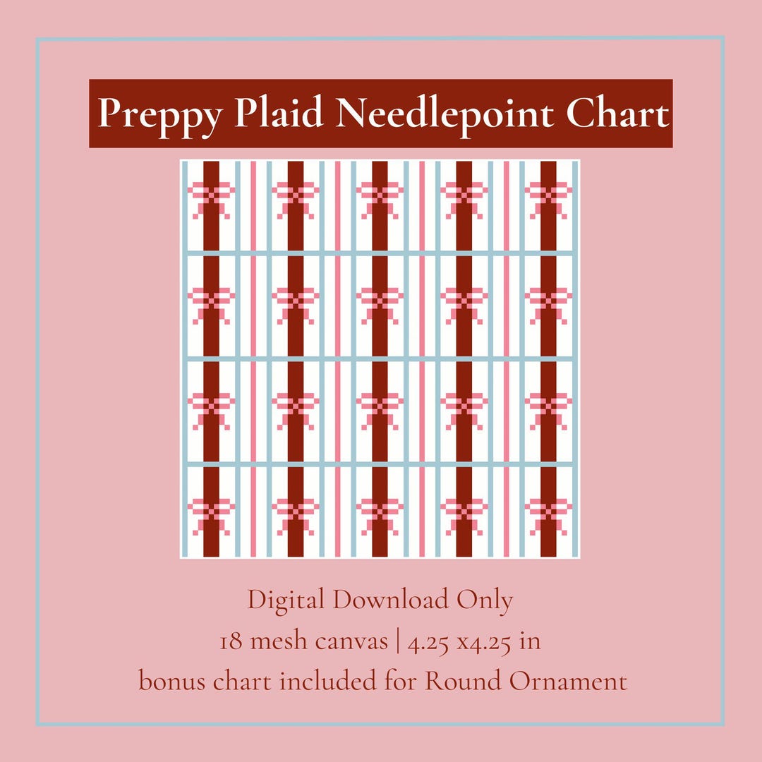 Preppy Plaid Digital Needlepoint Chart | Coaster and Ornament Digital ...