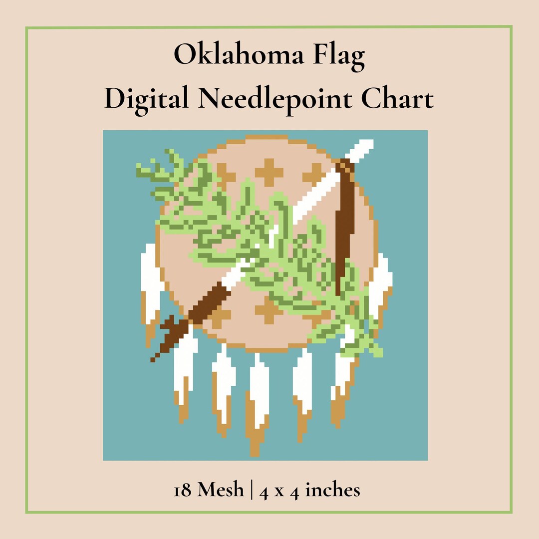 Oklahoma Flag Digital Needlepoint Chart | Osage Shield Digital Stitch ...
