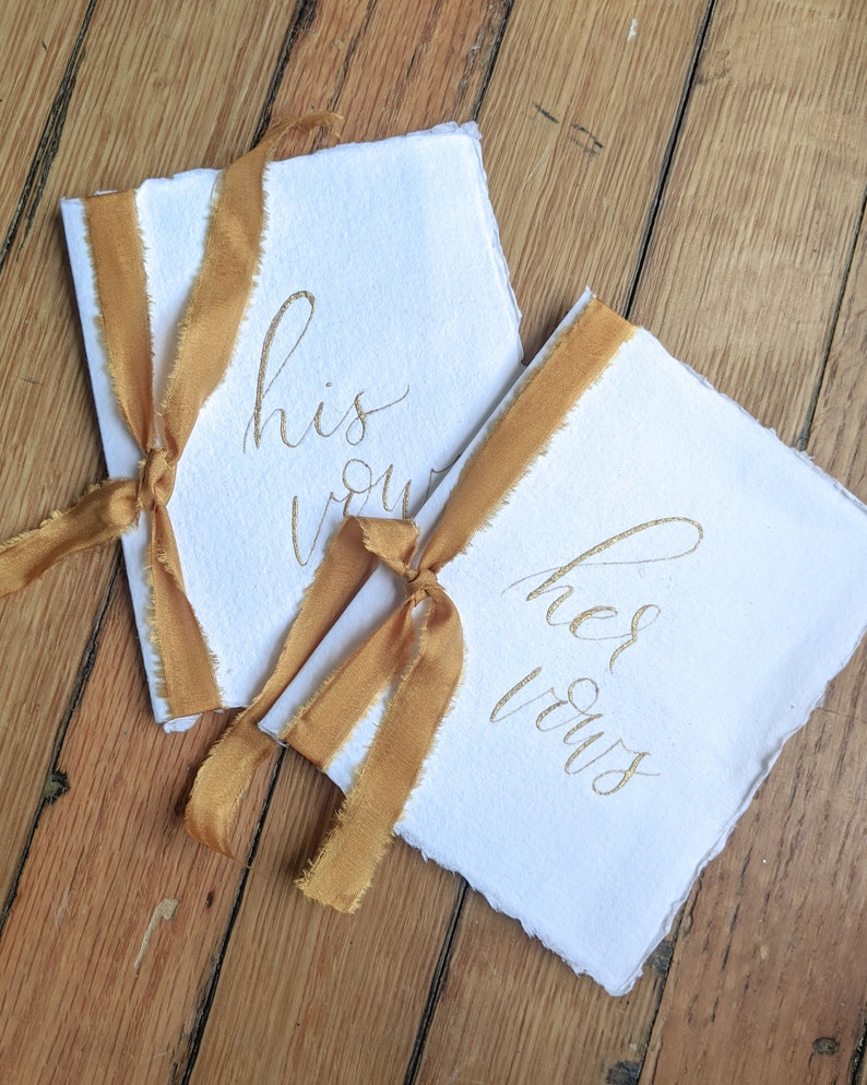 Handmade Paper Vow Booklets With Silk Ribbon for Wedding | Etsy