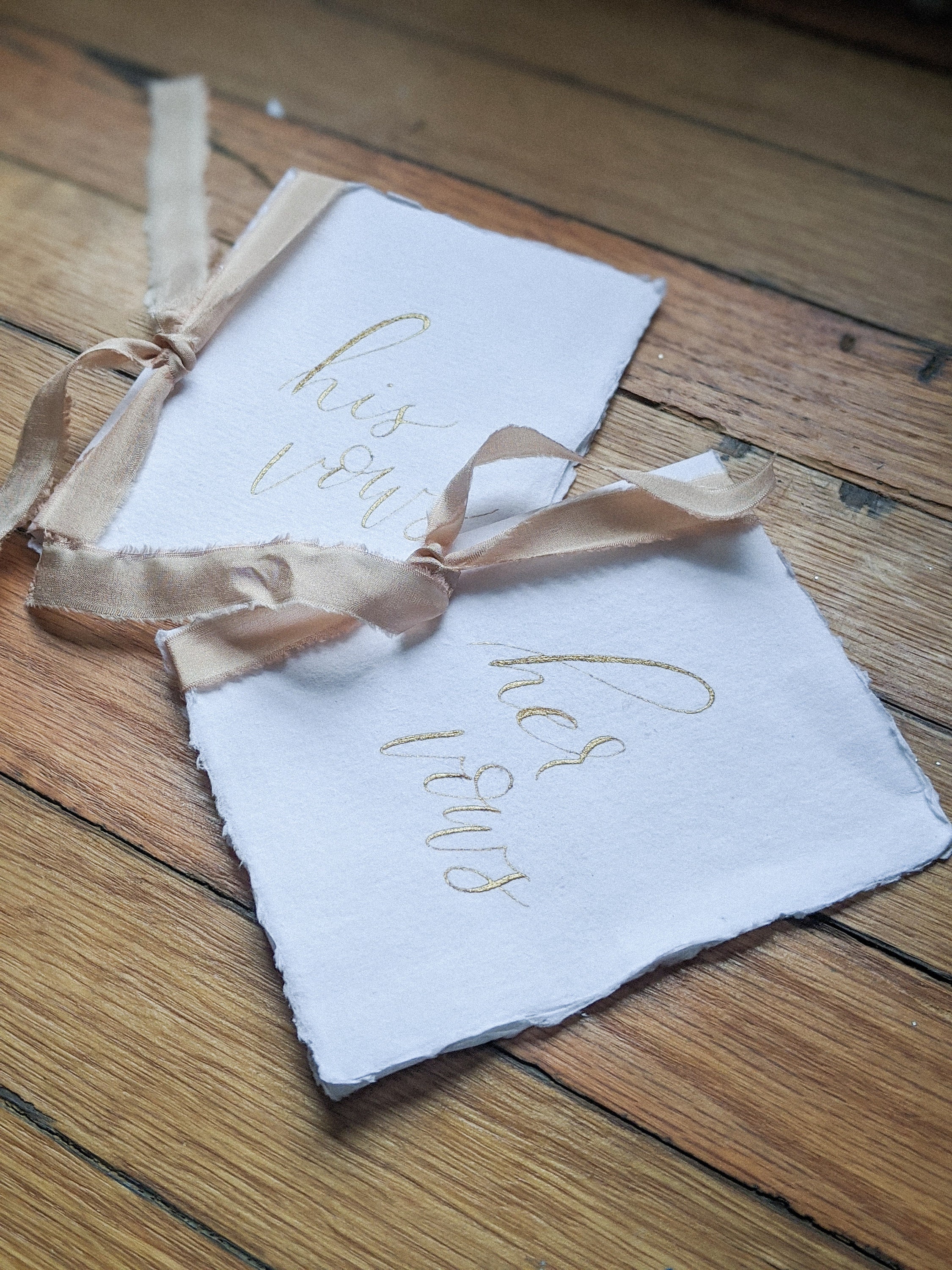 Handmade Paper Vow Booklets With Silk Ribbon for Wedding | Etsy