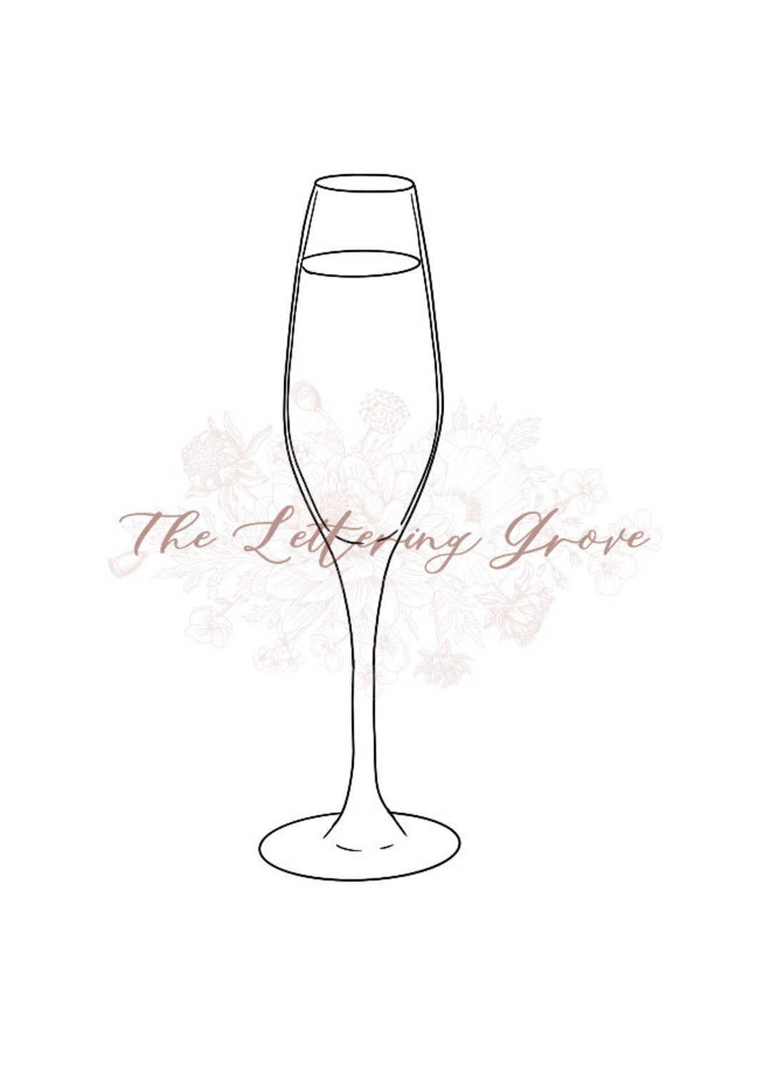 Champagne Line Drawing Digital Download, Wedding Signature Cocktail ...