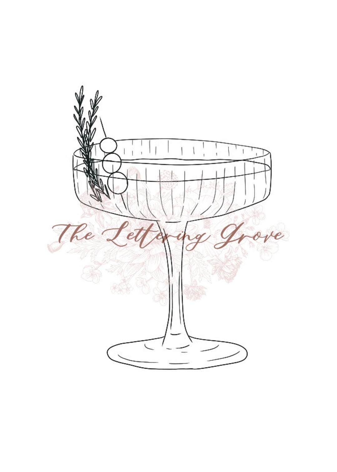 Rosemary Gimlet Drawing Digital Download, Wedding Signature Cocktail ...