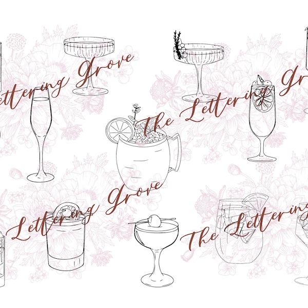 Cocktail Line Art - Etsy