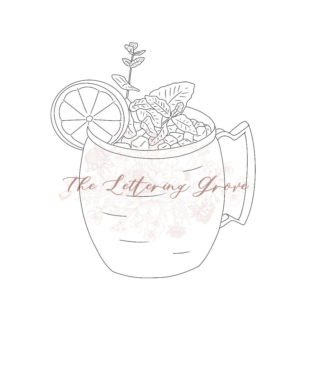Moscow Mule Line Art: Wedding Cocktail Illustration (digital Download ...