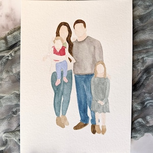 Watercolor Family Portrait | Painted Family Portrait | Handpainted ...
