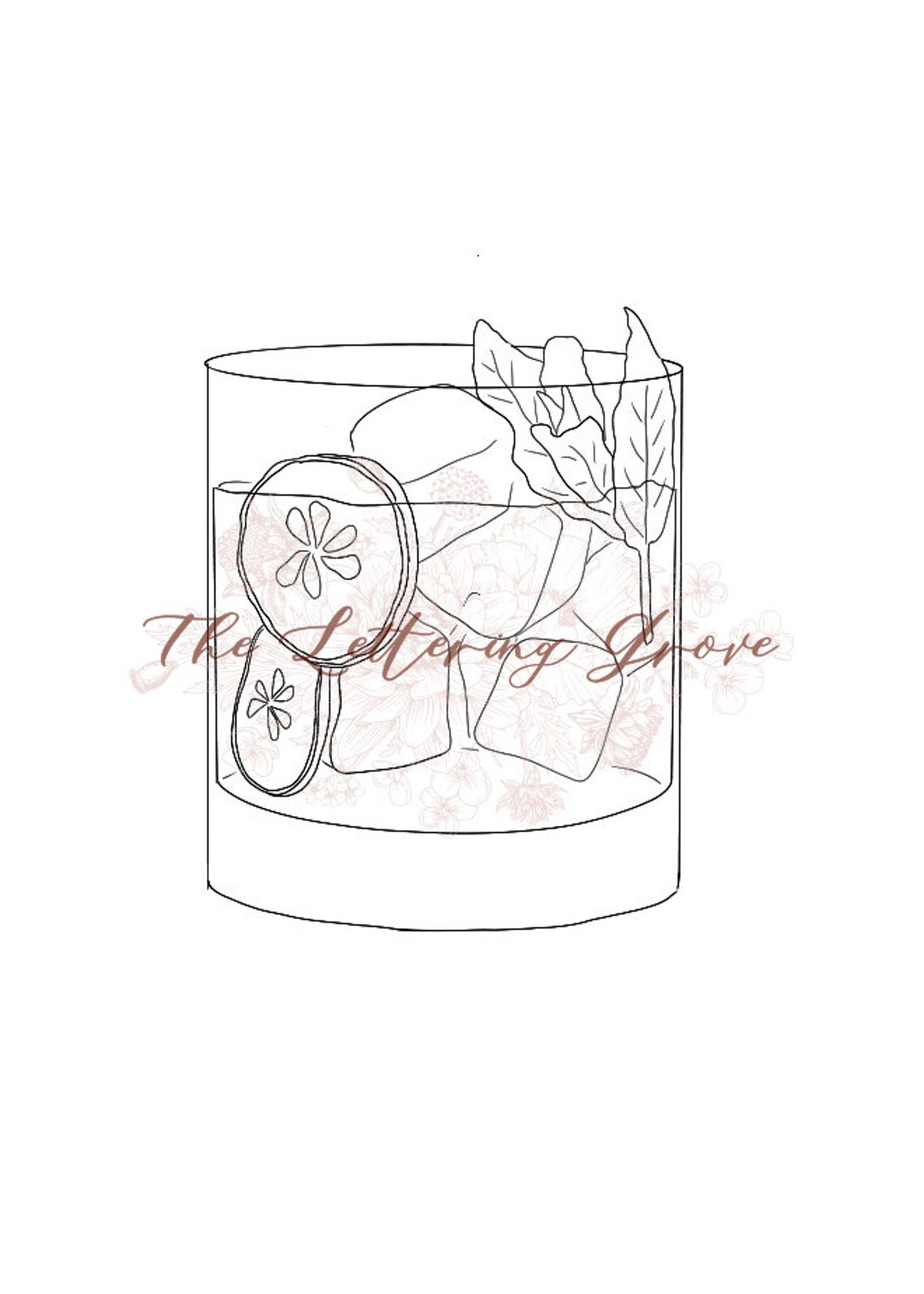 Cucumber Fizz Drawing Digital Download, Wedding Signature Cocktail ...