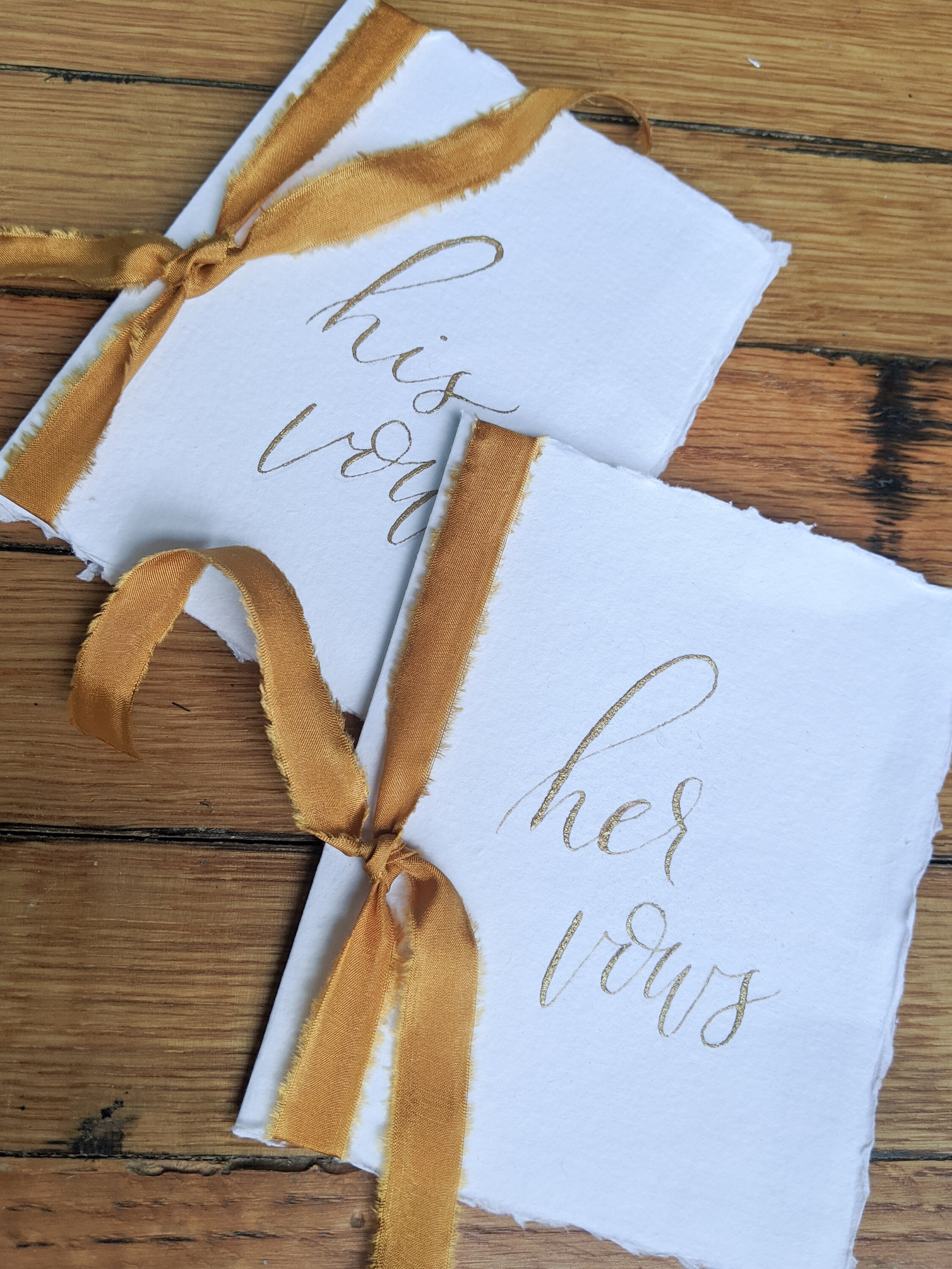 Handmade Paper Vow Booklets with Silk Ribbon for Wedding | Etsy