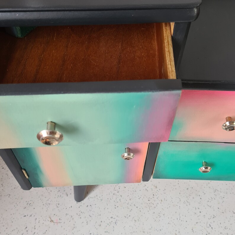 Vintage Mid Century Abstract SIDEBOARD Upcycled Furniture Storage ...