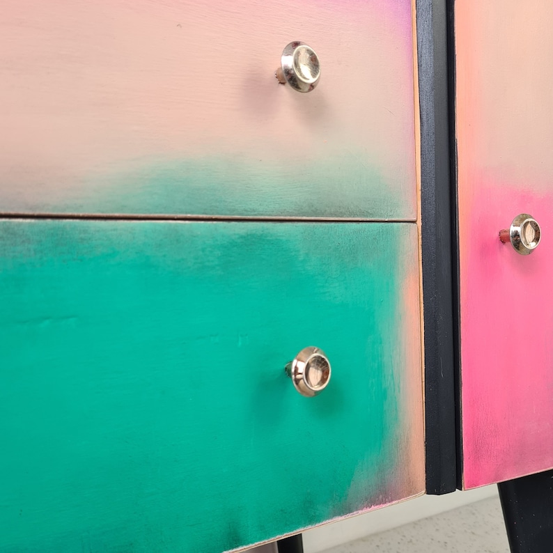 Vintage Mid Century Abstract SIDEBOARD Upcycled Furniture Storage ...