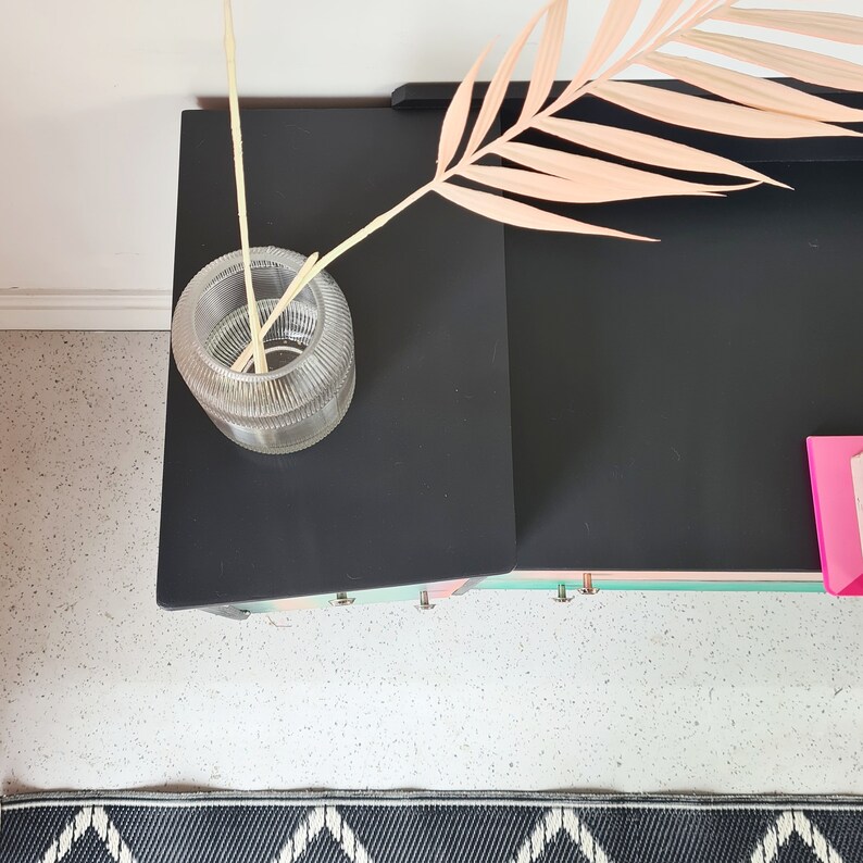 Vintage Mid Century Abstract SIDEBOARD Upcycled Furniture Storage ...