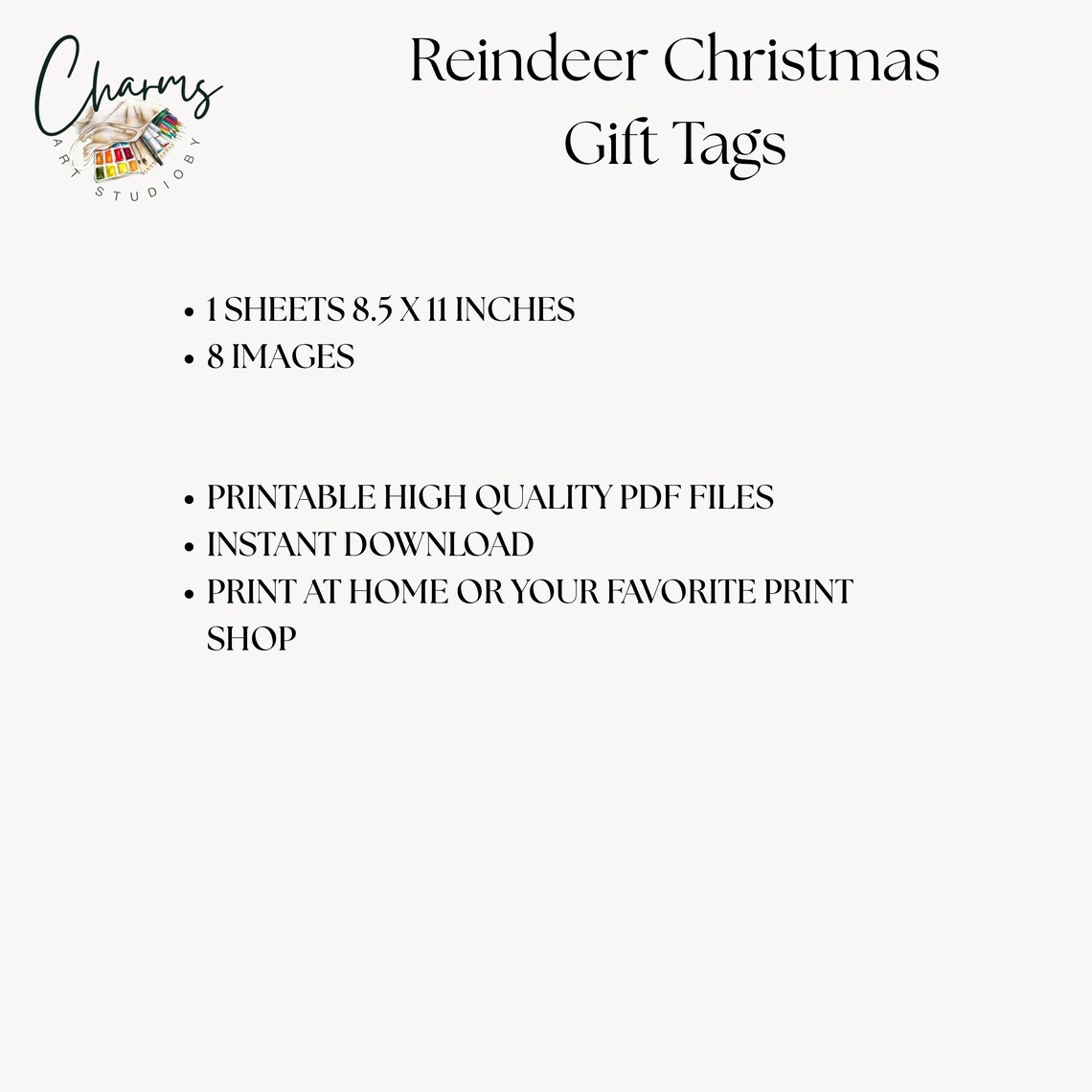 Reindeer Christmas Gift Tags – Printable Holiday Labels (digital ...
