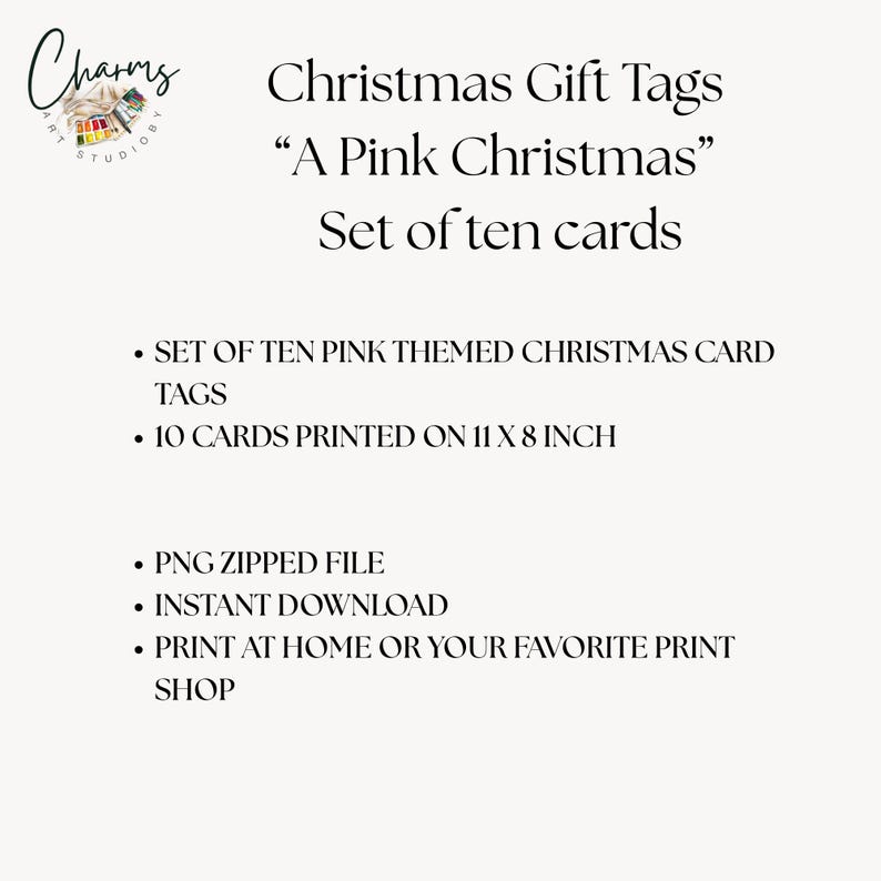 Pink Christmas Gift Tags – Printable Holiday Labels (set of 10 ...