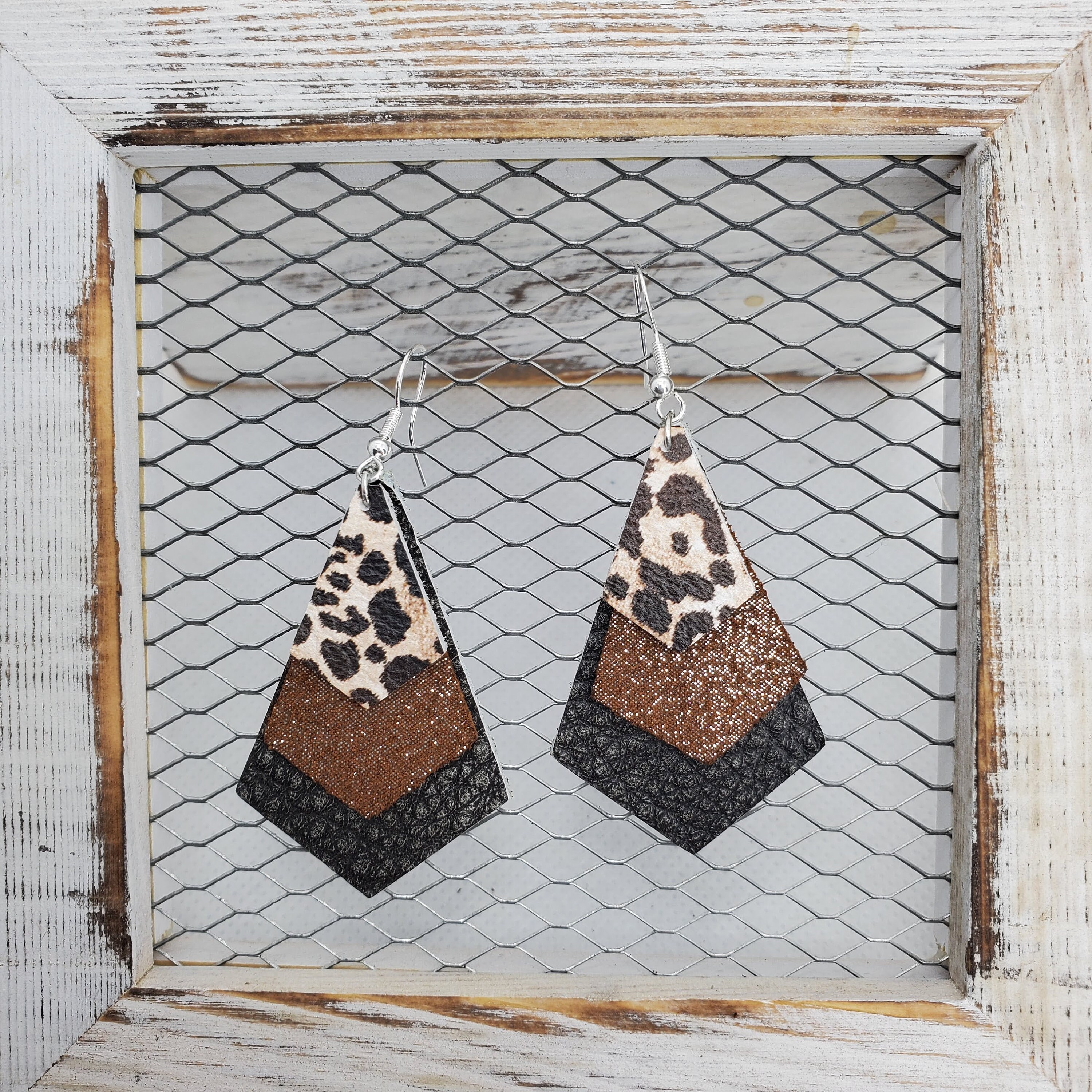 Leopard in Flowers Leather Earrings | Etsy