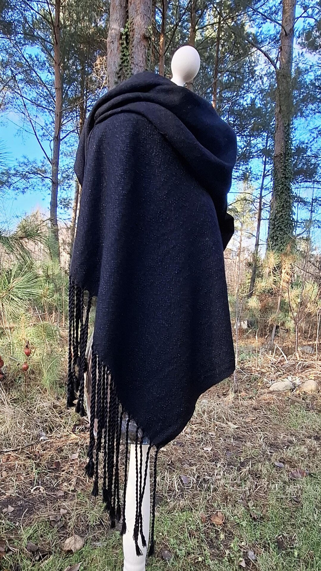 Raven - Handwoven Shawl, Mixed Wool - Etsy