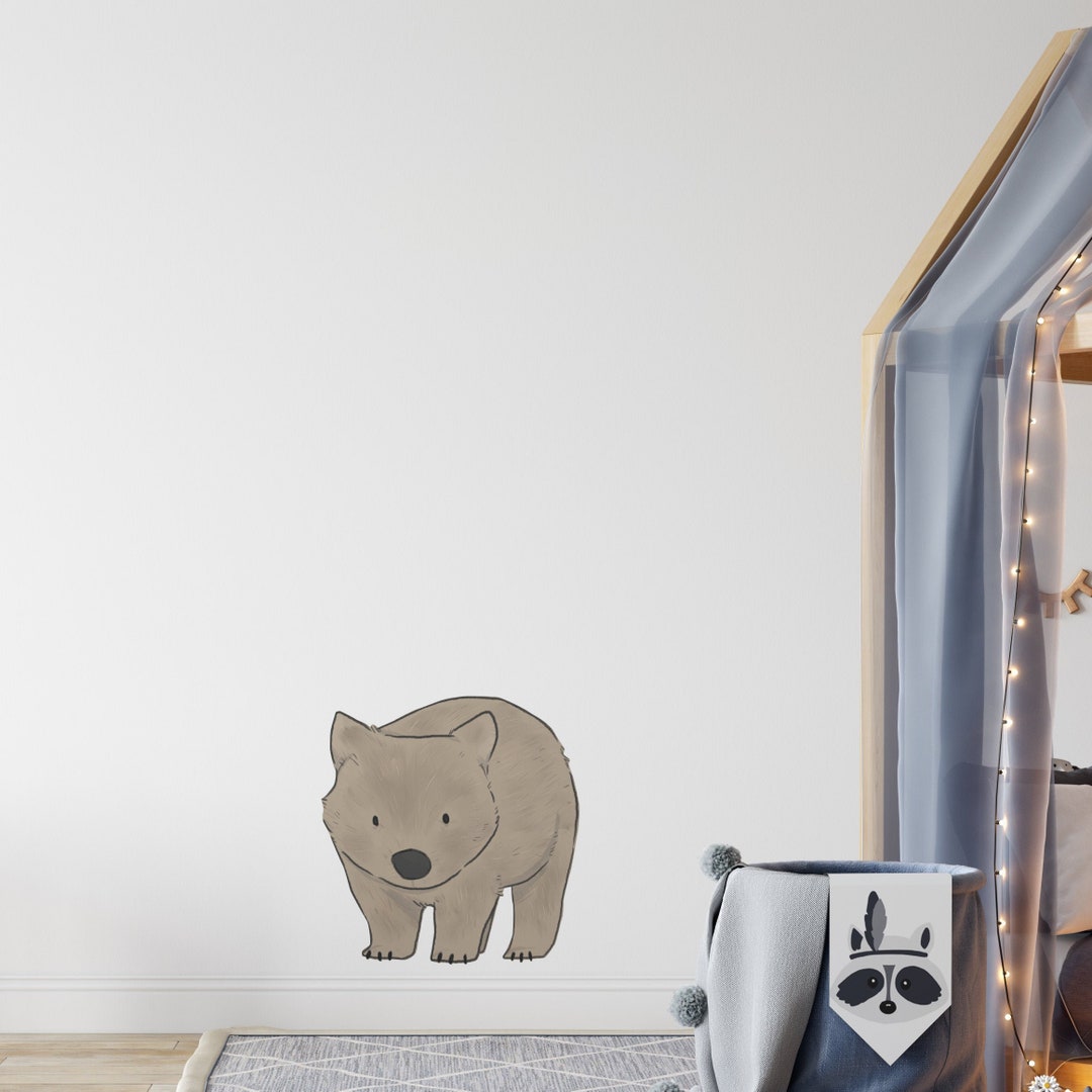 Wombat Fabric Wall Sticker Animals Cute Creatures Nursery Kids ...