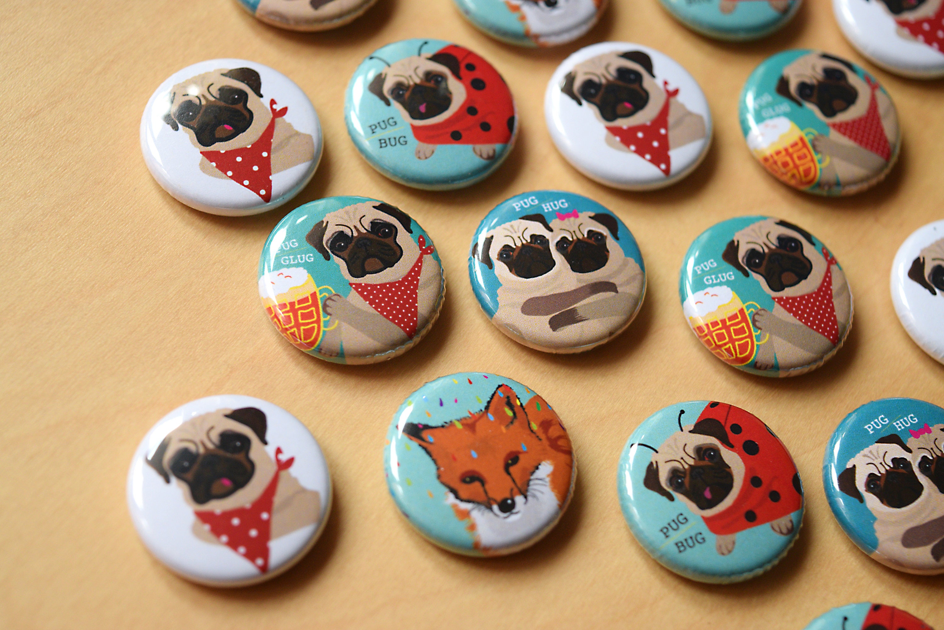 Pug Pin Badge Button Badge Pug Design - Etsy UK