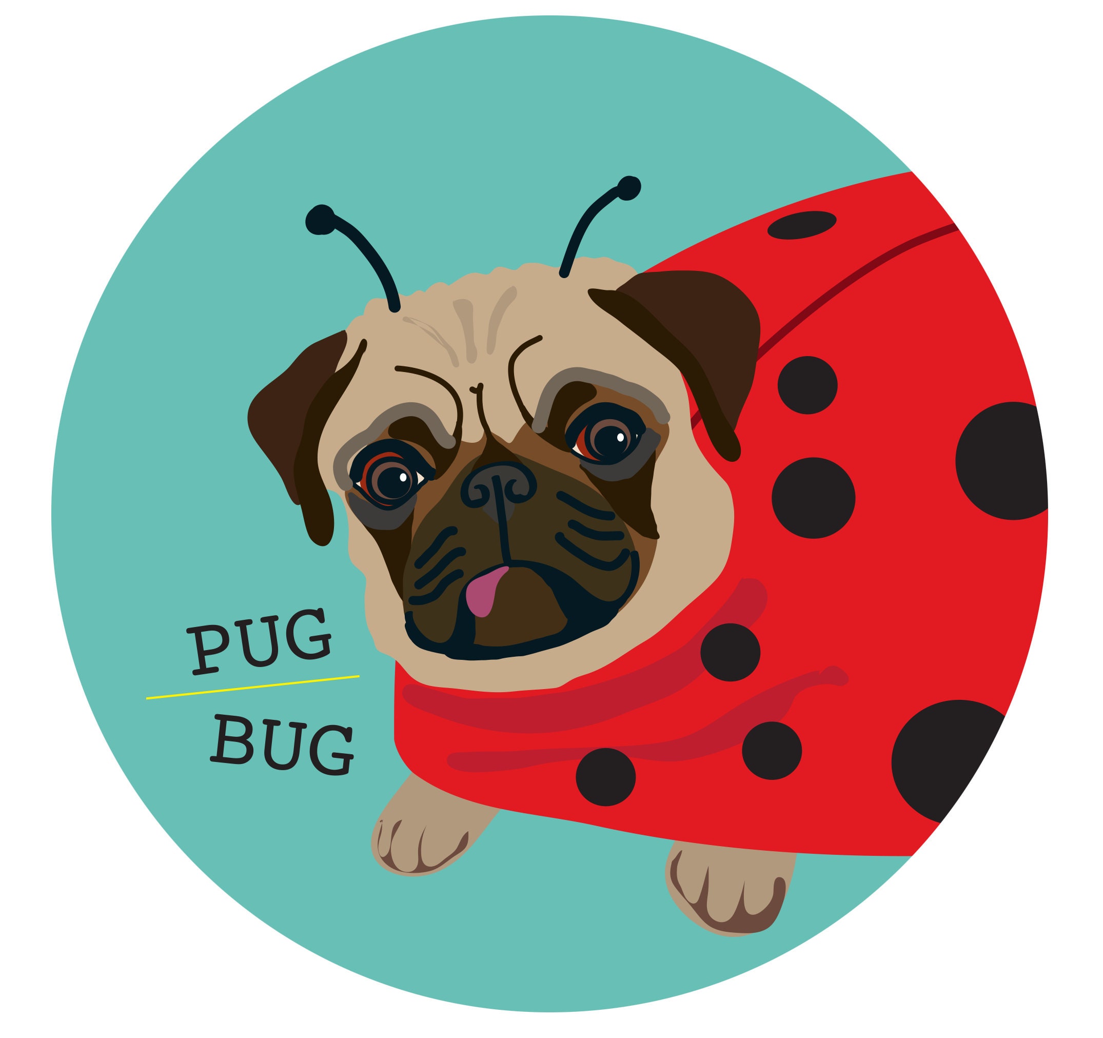 Pug Bug Pug Hug Design 38mm Steel Pin Badge - Etsy