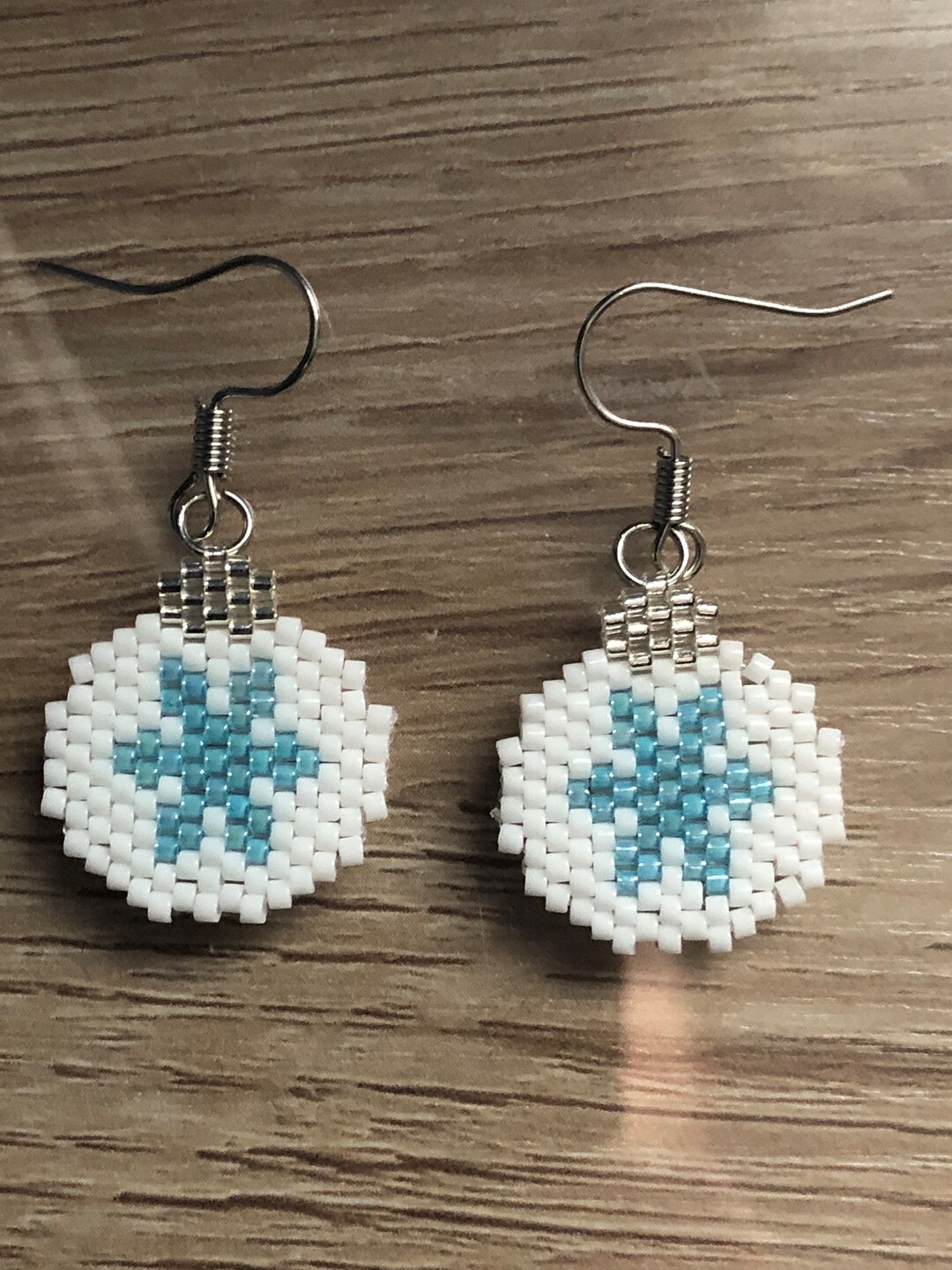Brick Stitch Snowflake Christmas Ball Earrings. - Etsy