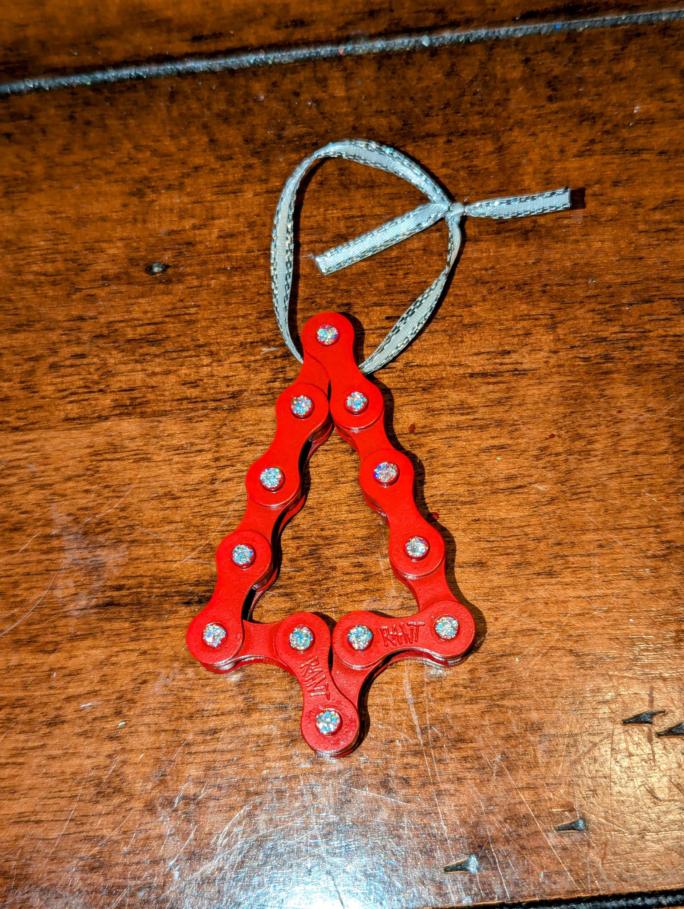 Bicycle Chain Christmas Tree Ornament, Recycled , Handmade Glitter ...