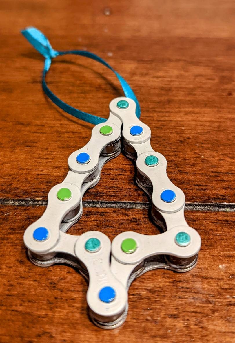 Bicycle Chain Christmas Tree Ornament, Recycled Handmade Cyclist Gift ...