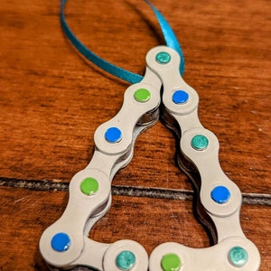 Bicycle Chain Christmas Tree Ornament, Recycled Handmade Cyclist Gift ...