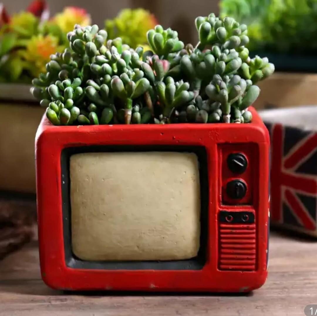 Silicone Mold Flower Pot Television Retro Vintage TV for Concrete ...