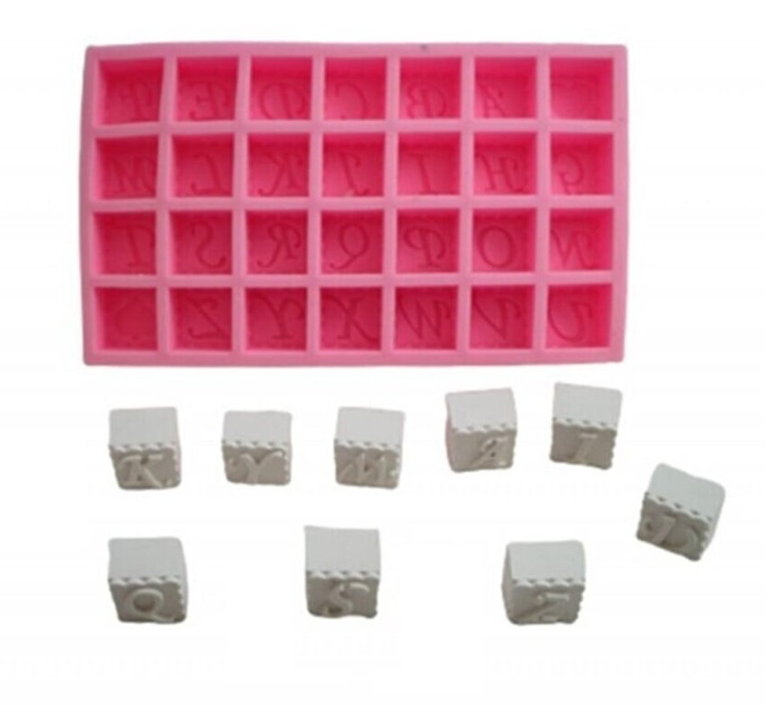 Silicone Mold Alphabet Letters Cube Shape Biscuit for Plaster Soap Wax ...
