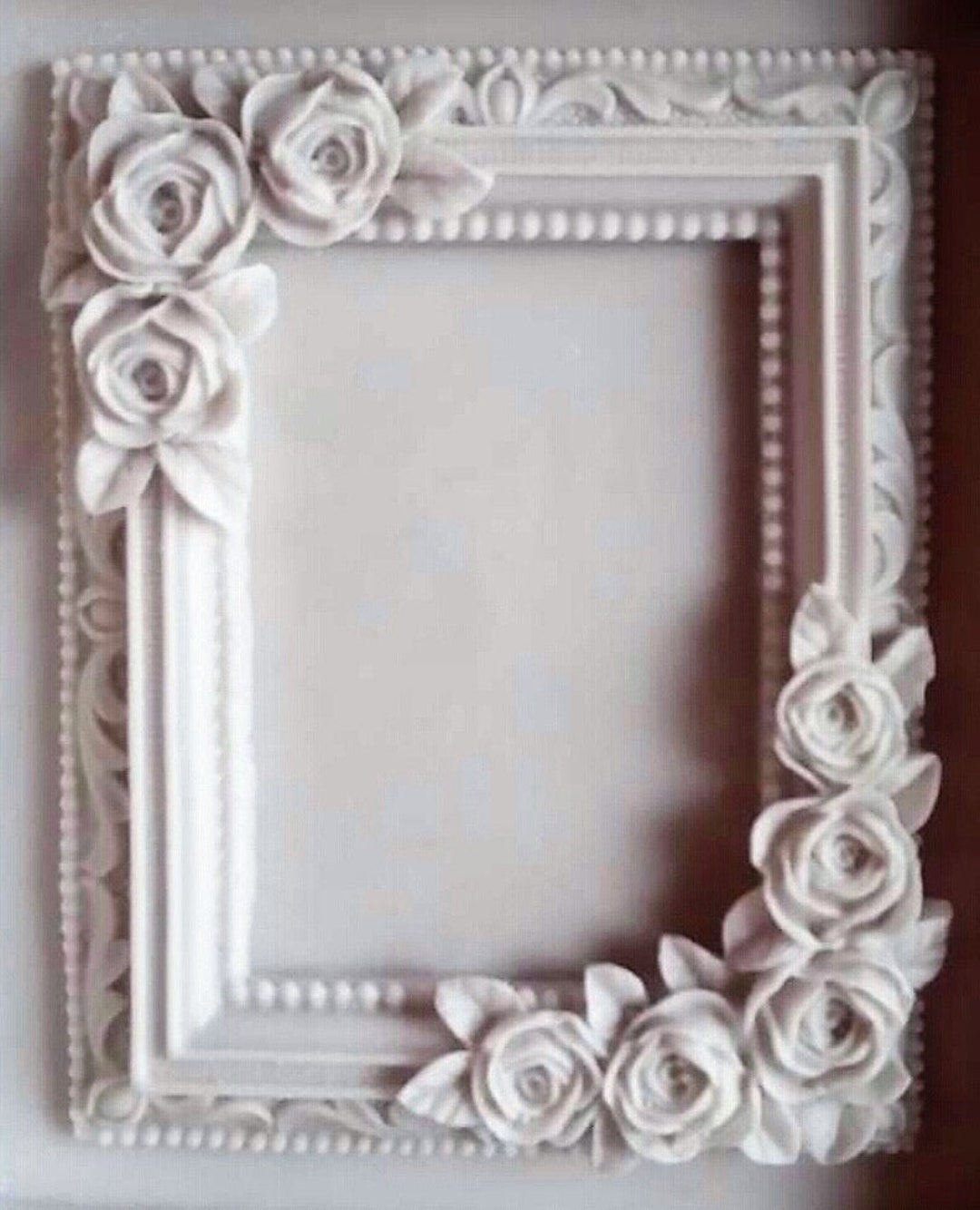 Silicone mold Photo Frame Rectangle Deco Pink Flowers for Polymer Clay ...