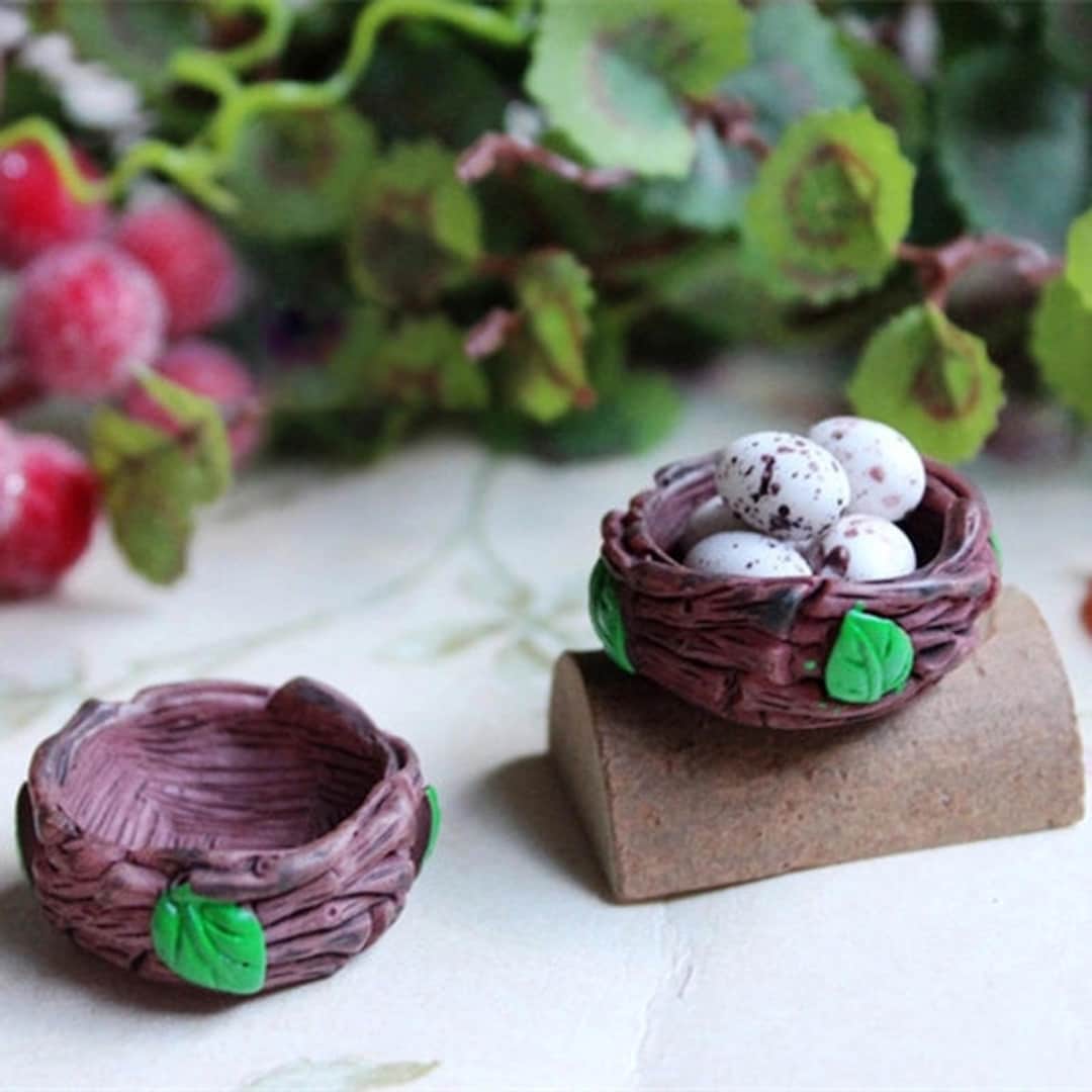 Silicone Mold Mini Bird Nest Leaves 3D for Polymer Clay Fimo Plaster ...