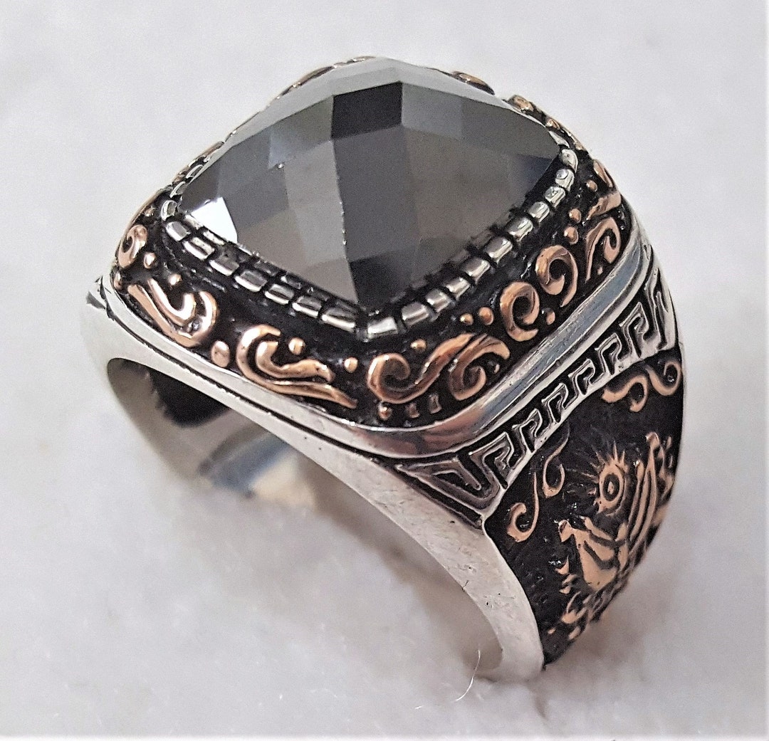 Herren Ritterring in massivem Silber 925 Set Pierre Zirkon - Etsy.de