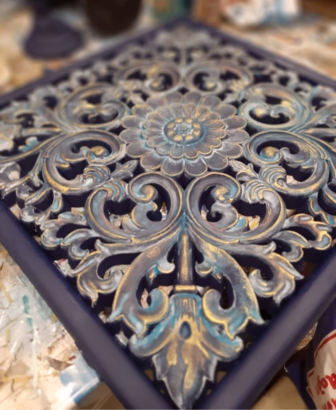 Silicone Mold Baroque Applique Square Decorative Flower Leaf 49cm for ...