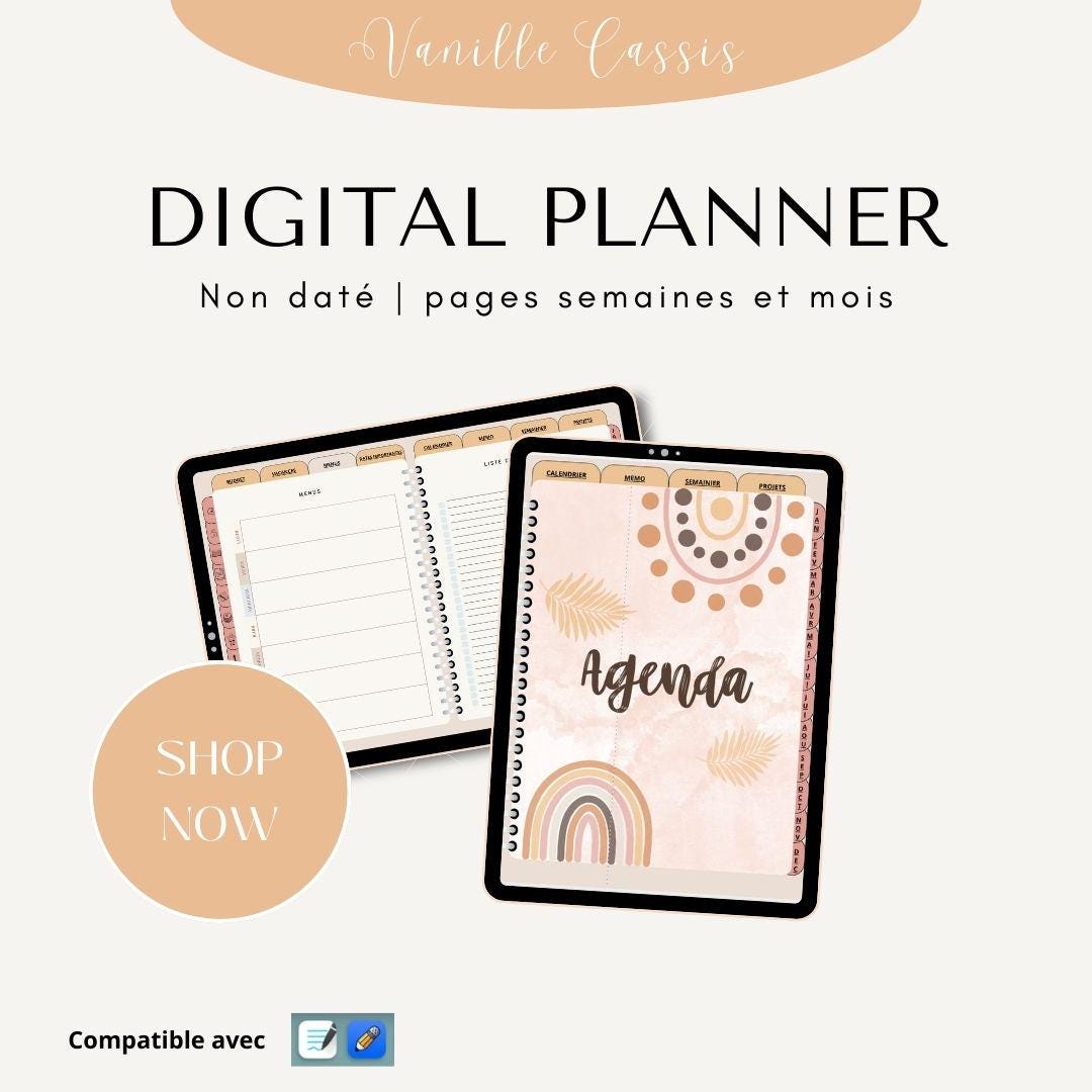 Planner French Digital Agenda, Boho Orange Version - Etsy