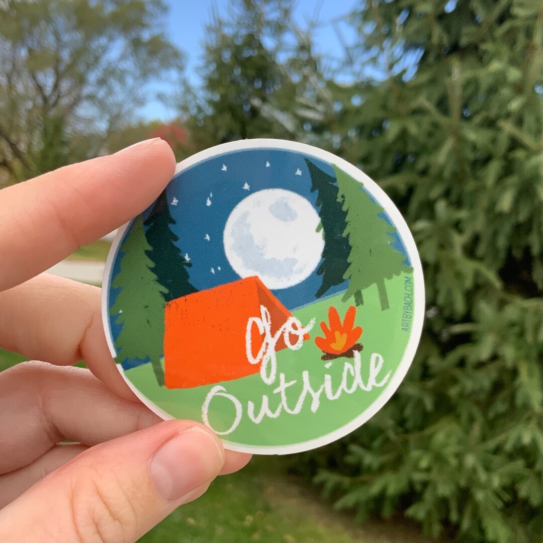 Go Outside Sticker Laptop Sticker Hydroflask Sticker Nature Full Moon ...